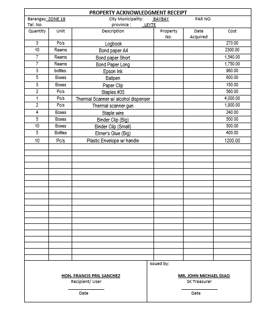 Procurement Forms | SK Baybay City, Leyte – SK Baybay City, Leyte