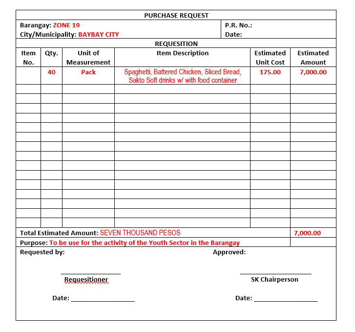 Procurement Forms | SK Baybay City, Leyte – SK Baybay City, Leyte