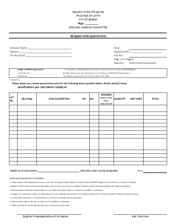 Procurement Forms | SK Baybay City, Leyte – SK Baybay City, Leyte