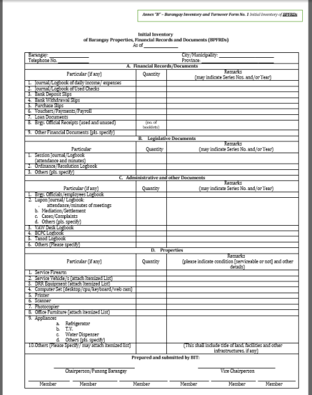 SK Properties and Financial Records Inventory Forms for Transition | SK ...