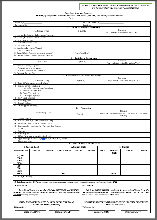 SK Properties and Financial Records Inventory Forms for Transition | SK ...