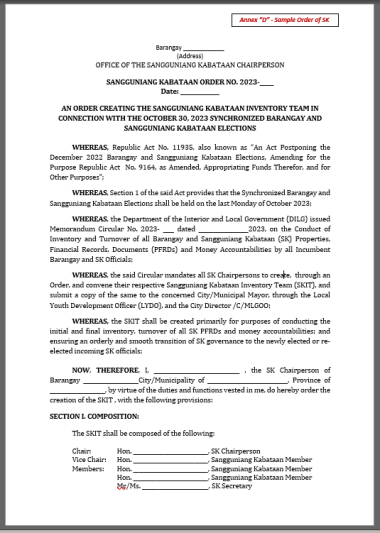 SK Properties and Financial Records Inventory Forms for Transition | SK ...